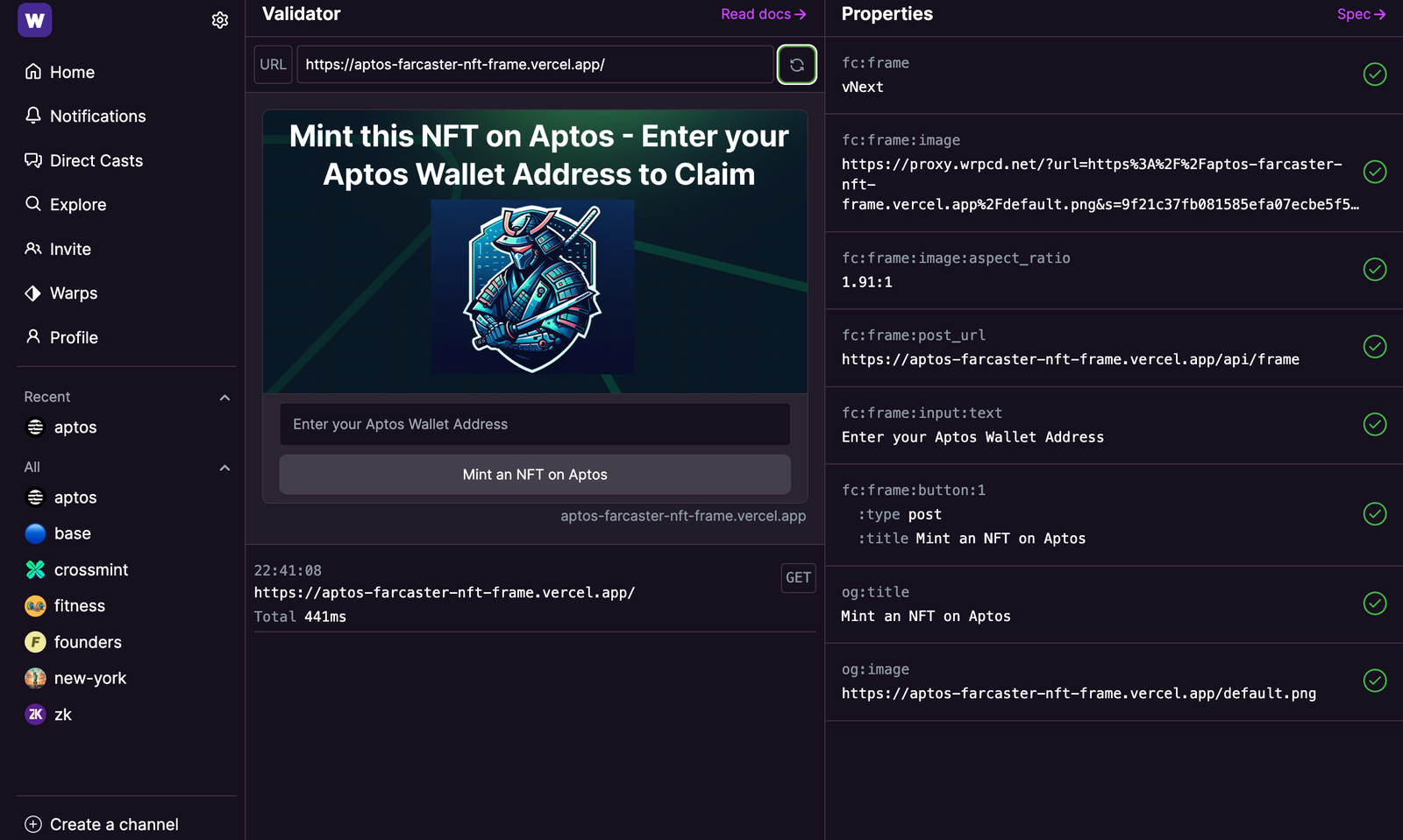How to Create a Farcaster Frame to Mint NFTs on Aptos